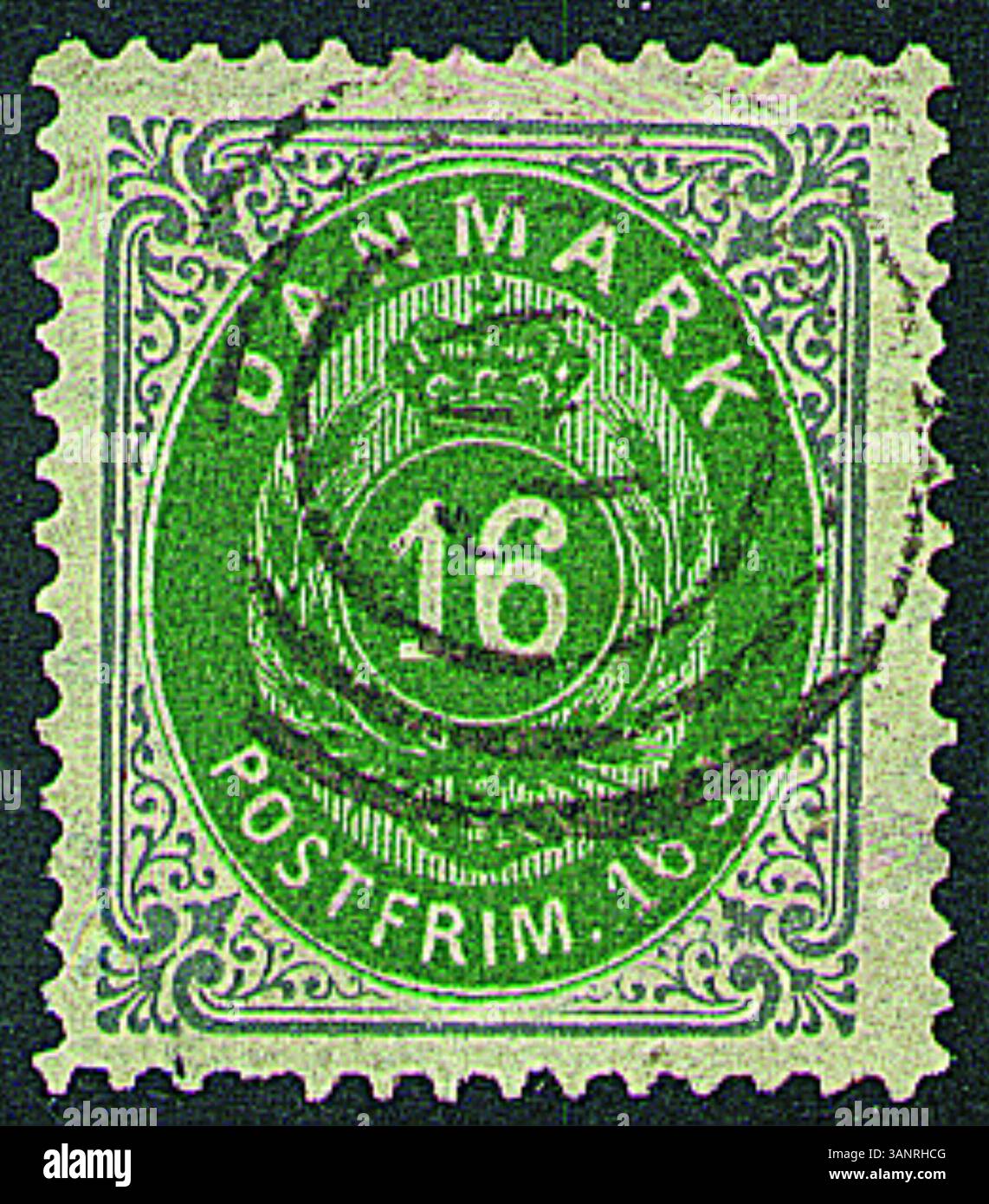 This 1871 Danish stamp features a 16 Skilling denomination, issued ...