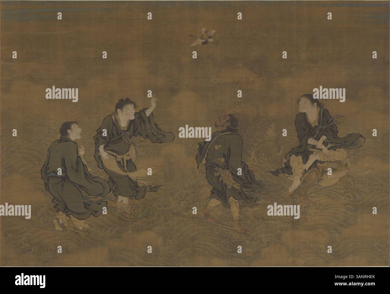 This Chinese painting by Shang Xi depicts four immortals paying homage ...