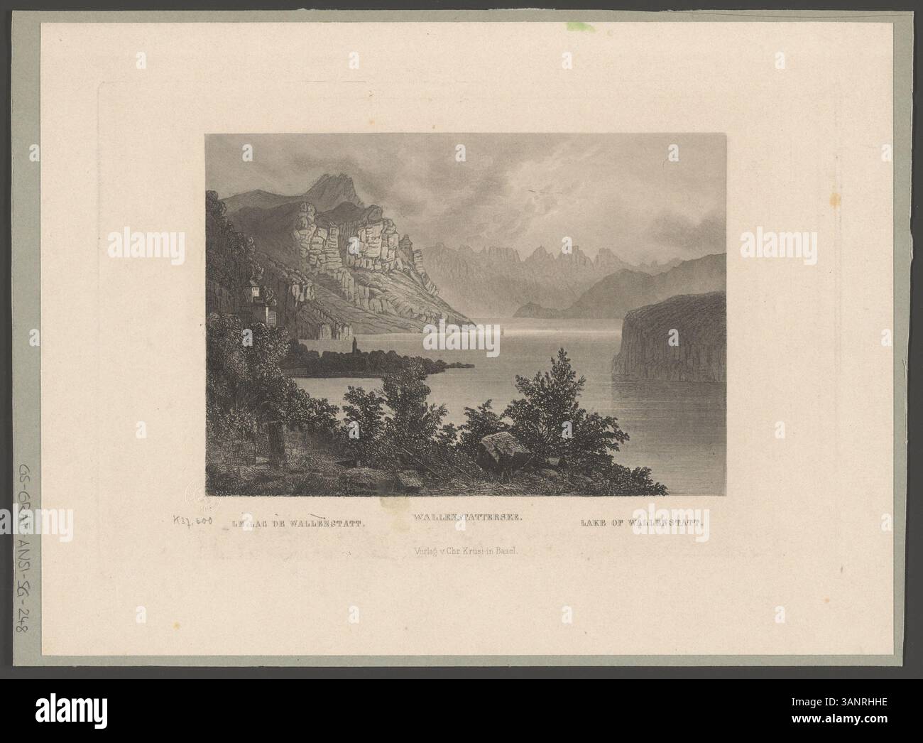 This print from around 1869, depicts the Lake of Wallenstadt, located ...