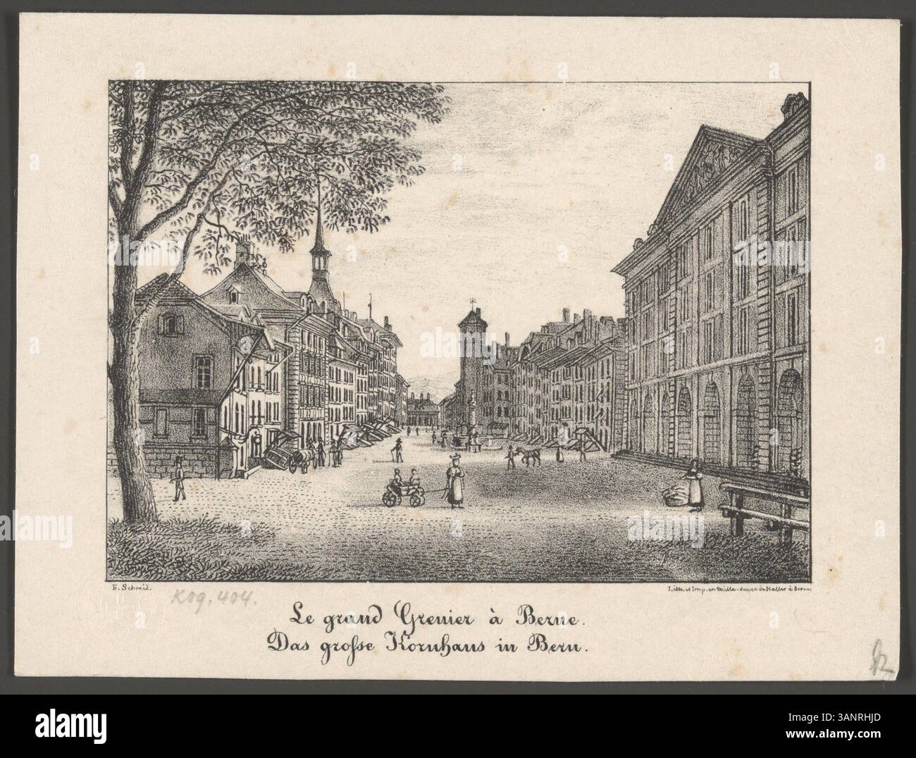 This lithograph by Franz Schmid depicts the grand Granary in Bern ...
