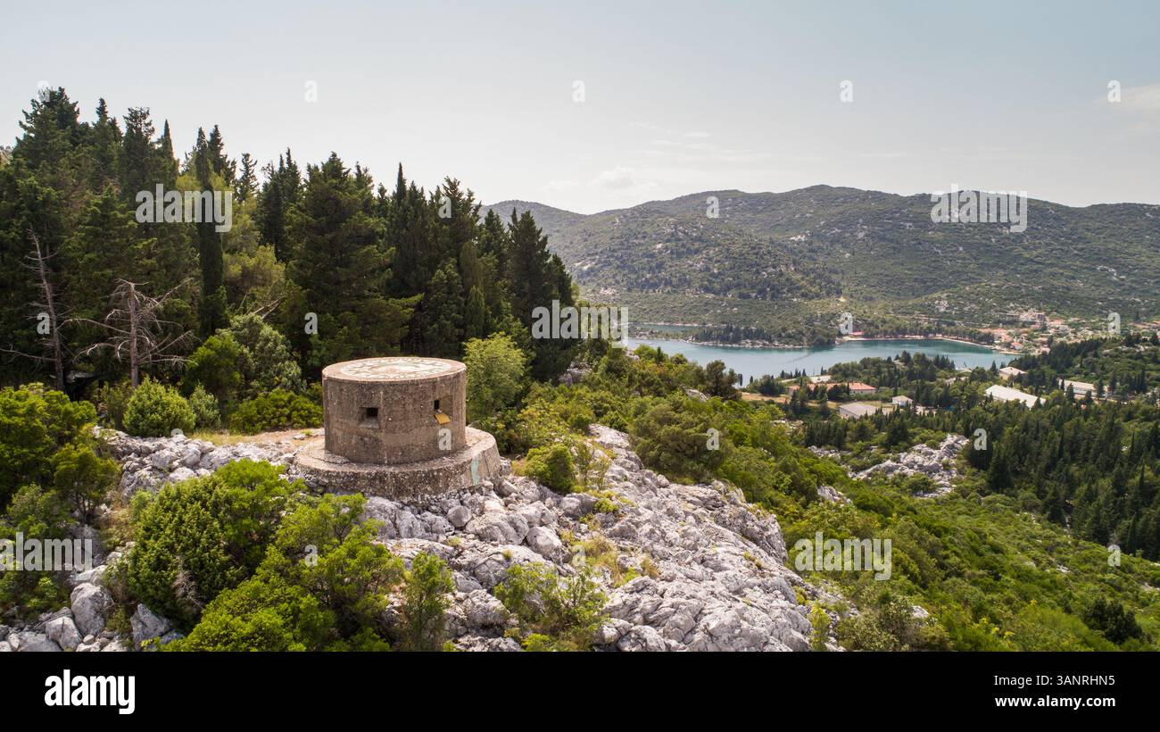 Aerial view of WW2 military bunker used by Italian and German troops ...