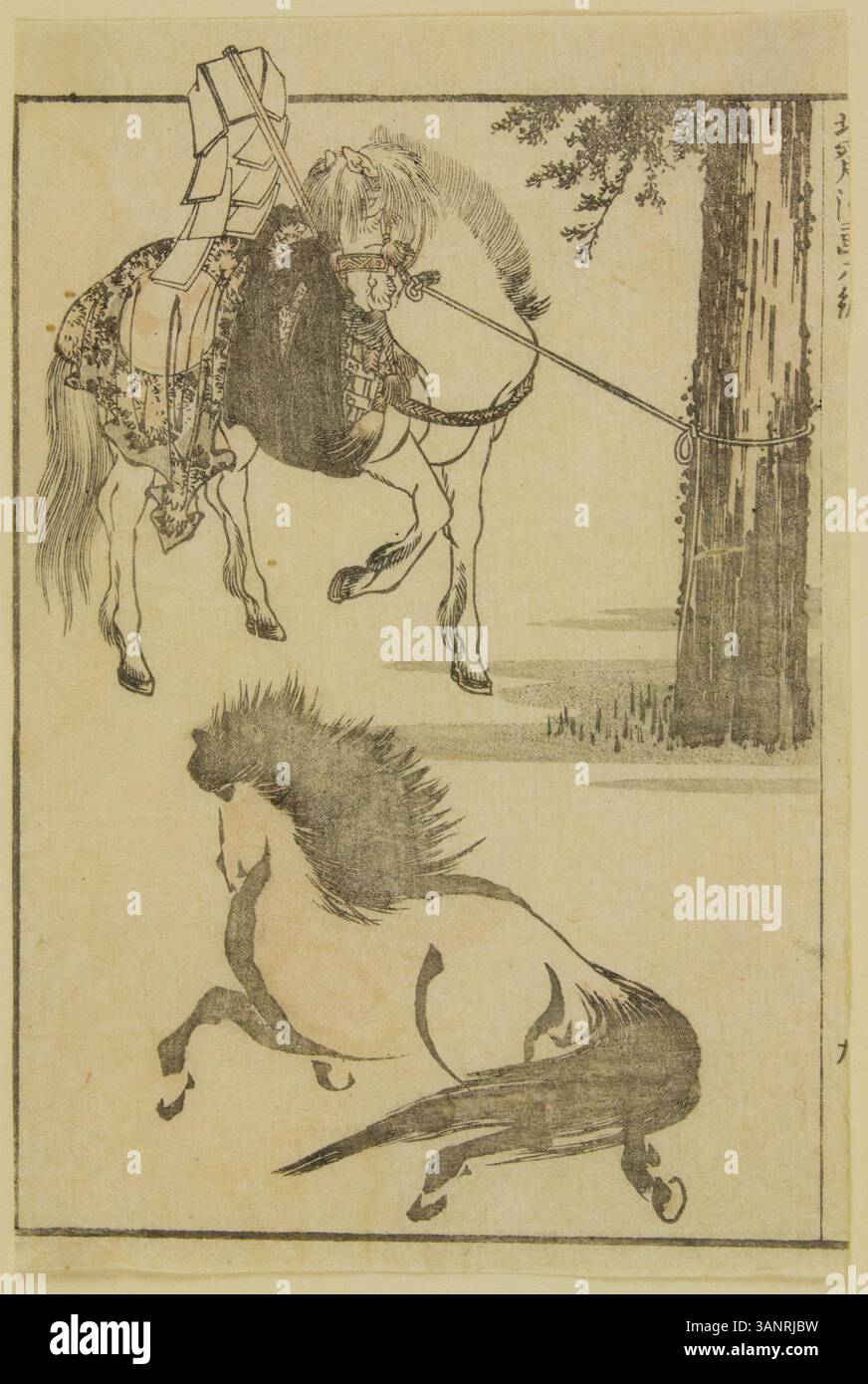 This 1817 print by Katsushika Hokusai from 'The Manga, Vol. 6' depicts ...