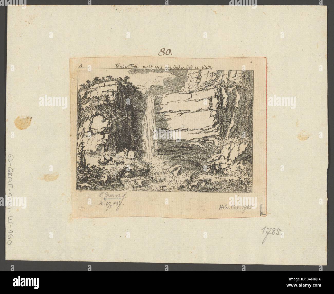 This 1784 etching by Salomon Gessner depicts a waterfall near Leûker ...