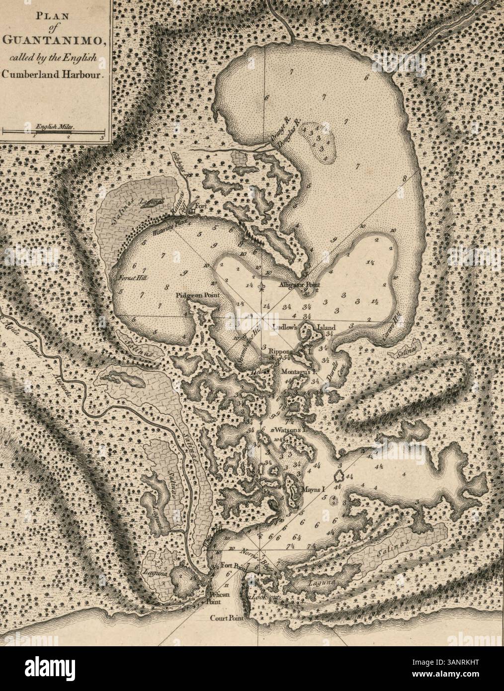 This 1768 map by Thomas Jefferys depicts the city of Guantanamo and its ...