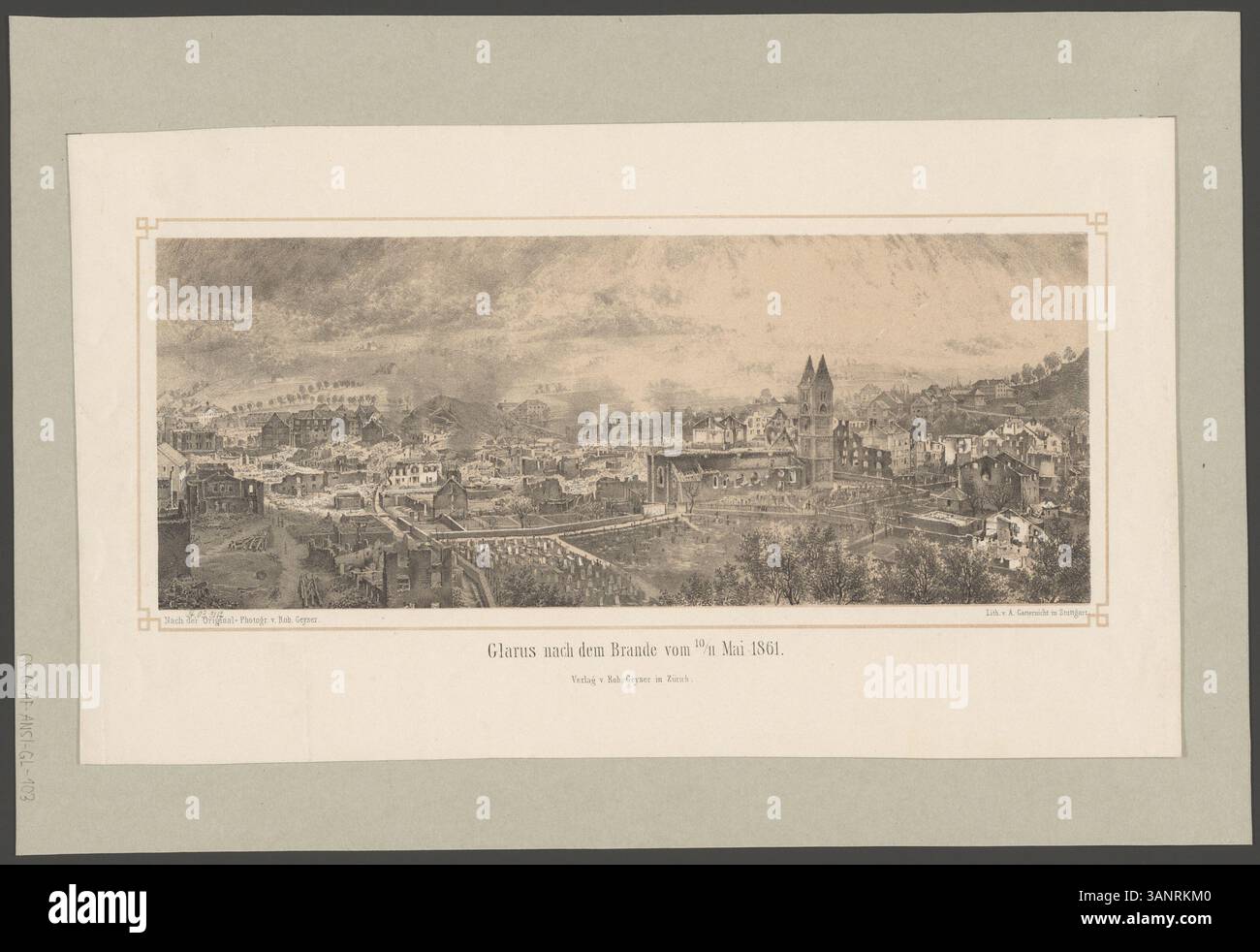 A lithograph created by Robert Geyser based on his original photograph ...