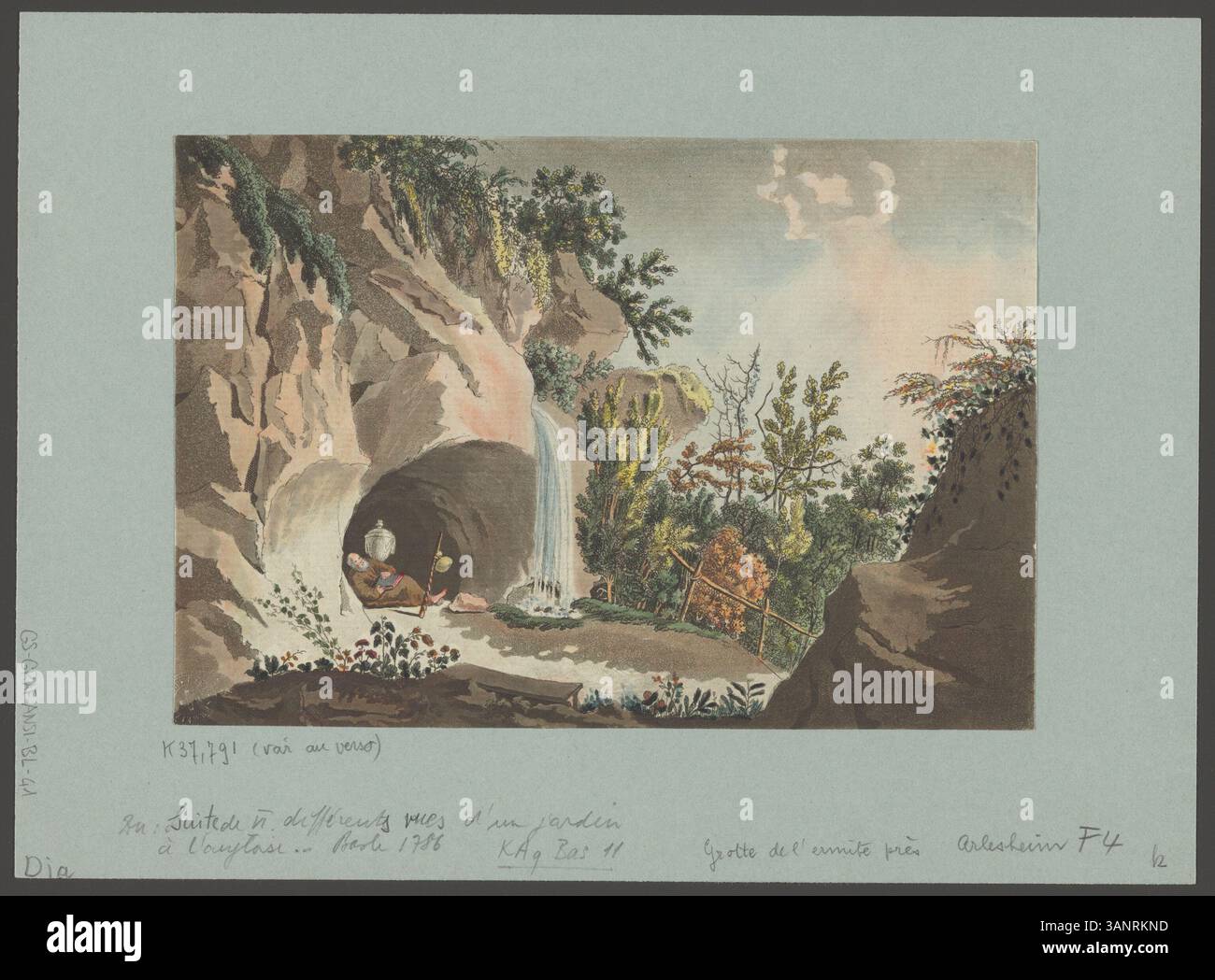 Wilhelm Friedrich Gmelin's 1786 etching depicts a grotto within an ...