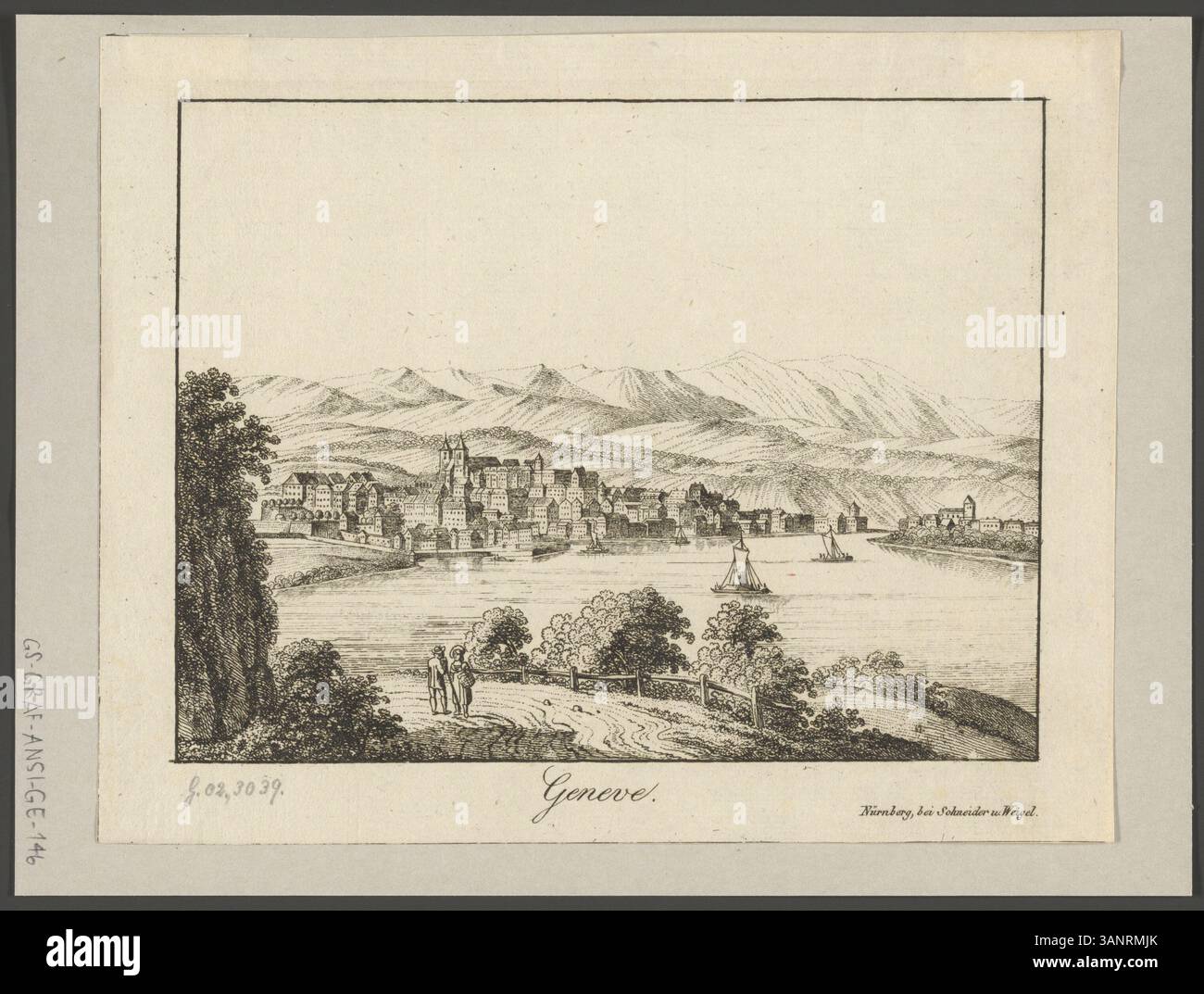 This etching from between circa 1790 and 1810 depicts Geneva, offering ...