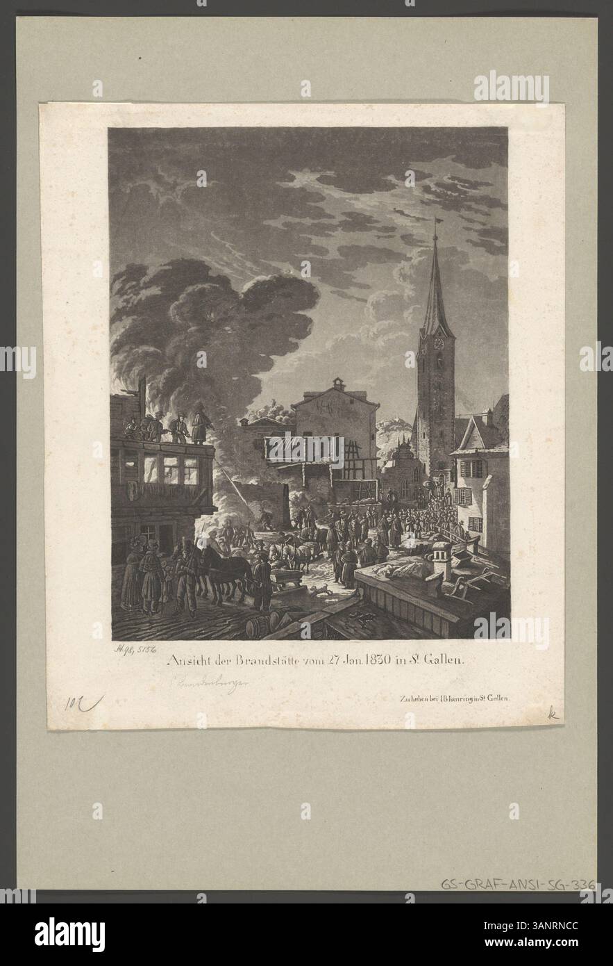 This 1830 aquatint by an unknown artist captures the fire scene of ...