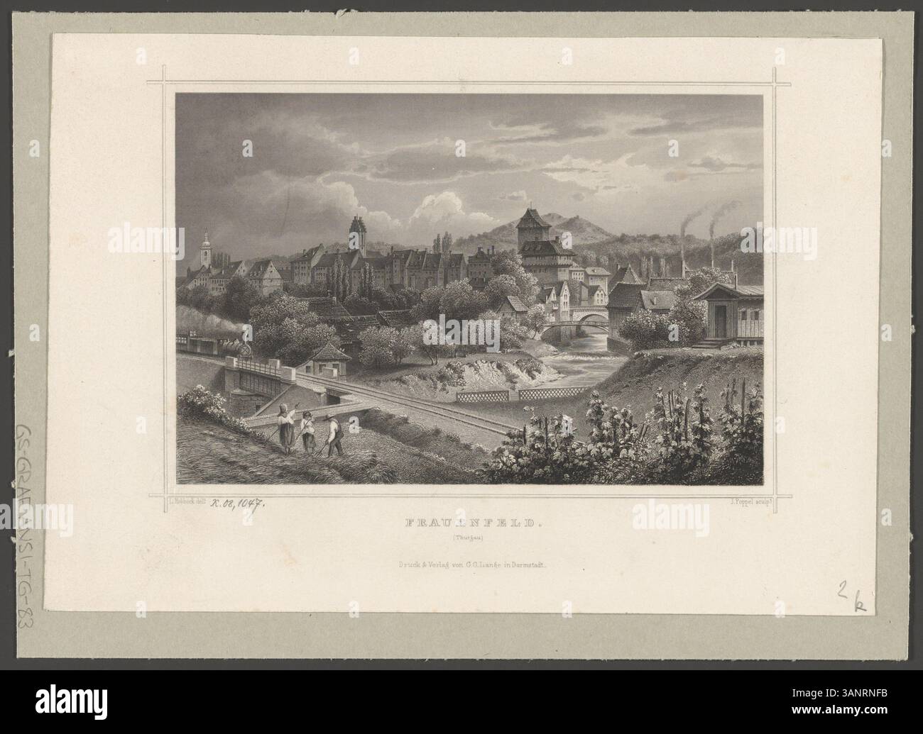 This print, created between 1861 and 1866, depicts Frauenfeld, a town ...