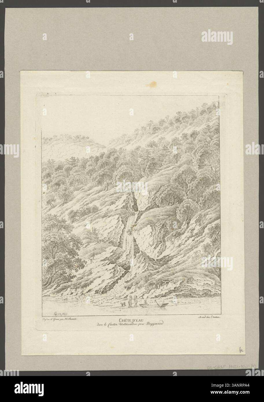 This 1780 etching by Heinrich Thomann depicts a waterfall in the Canton of Unterwalden, near ...