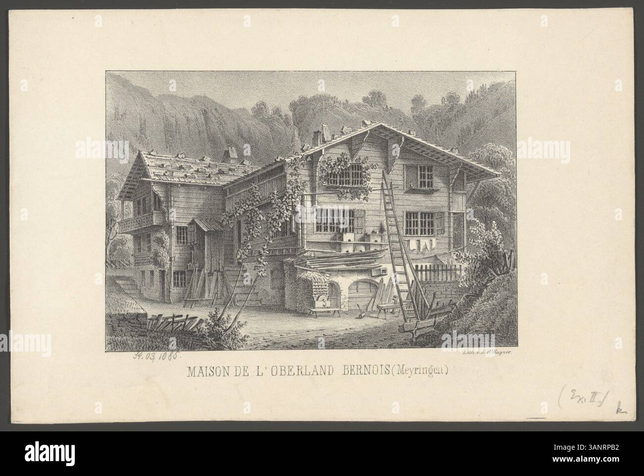 This lithograph print by Johann Friedrich Wagner illustrates the Maison ...