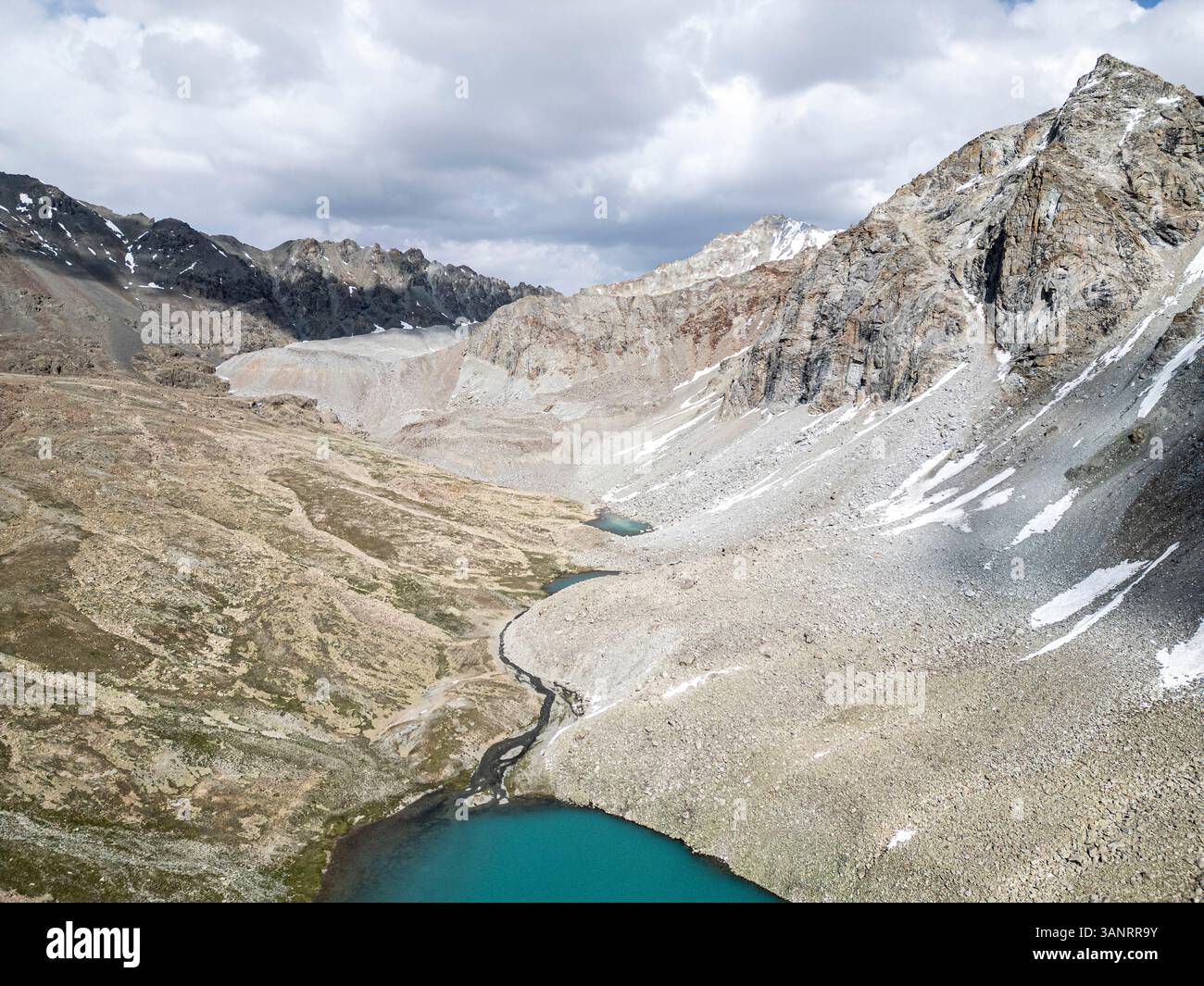 Aerial view of breathtaking Deosai National Park with rugged mountains ...