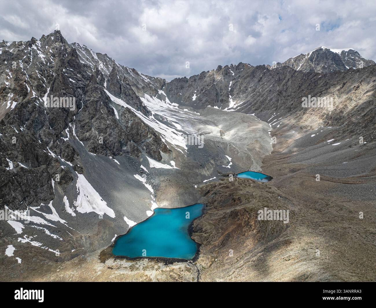 Aerial view of breathtaking Deosai National Park with serene lake and ...