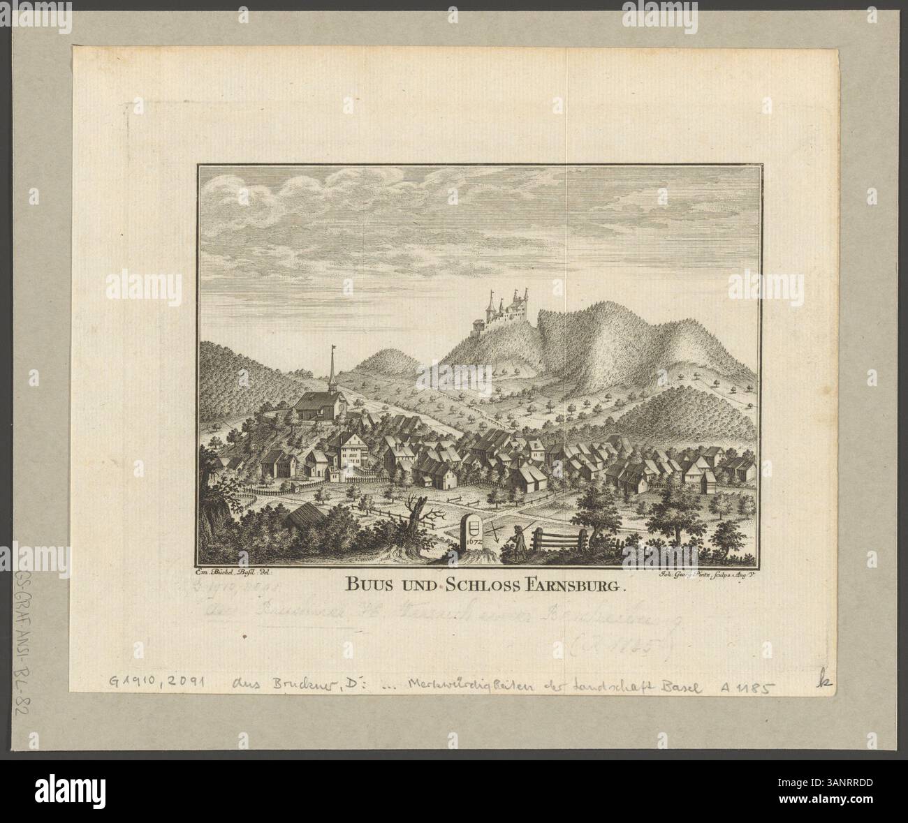This etching print by Büchel and Pintz showcases the town of Buus and ...