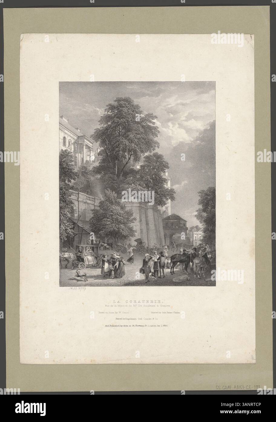 Lithograph of La Coraterie, showing the house of Mr. De Saussure in ...