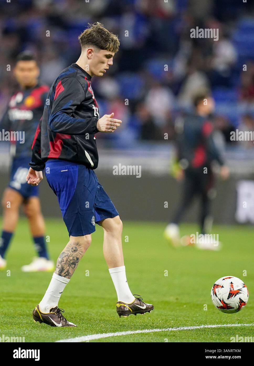 Lyon, France. 10th Apr, 2025. Manchester United forward Alejandro ...