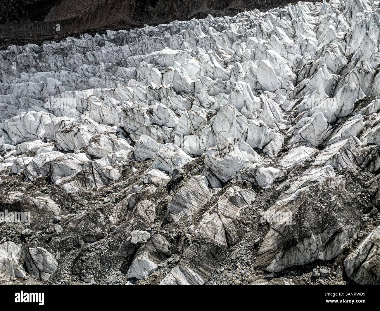 Aerial view of majestic Rakhiot glacier with crevasses, Astore, Skardu ...