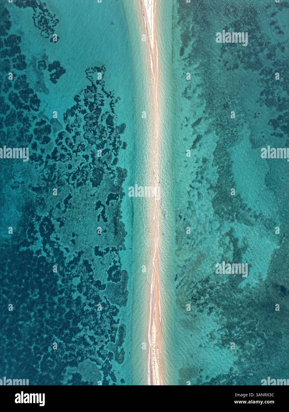 Aerial view of Nosy Lava Island with sand and turquoise water ...