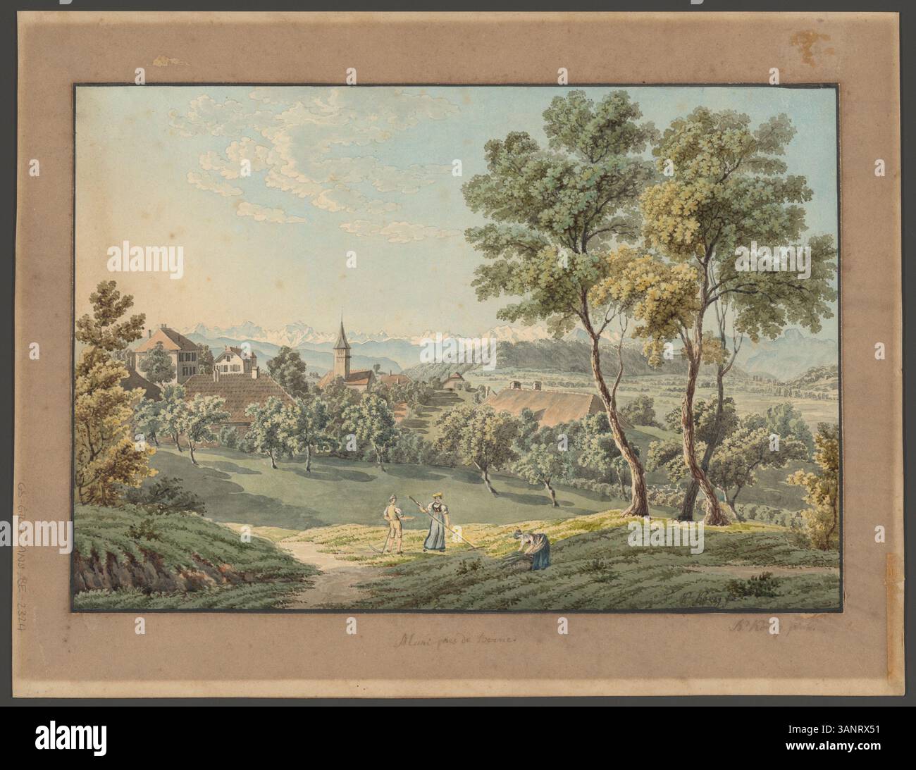 This circa 1800-1832 watercolor and pencil drawing depicts Muri near ...