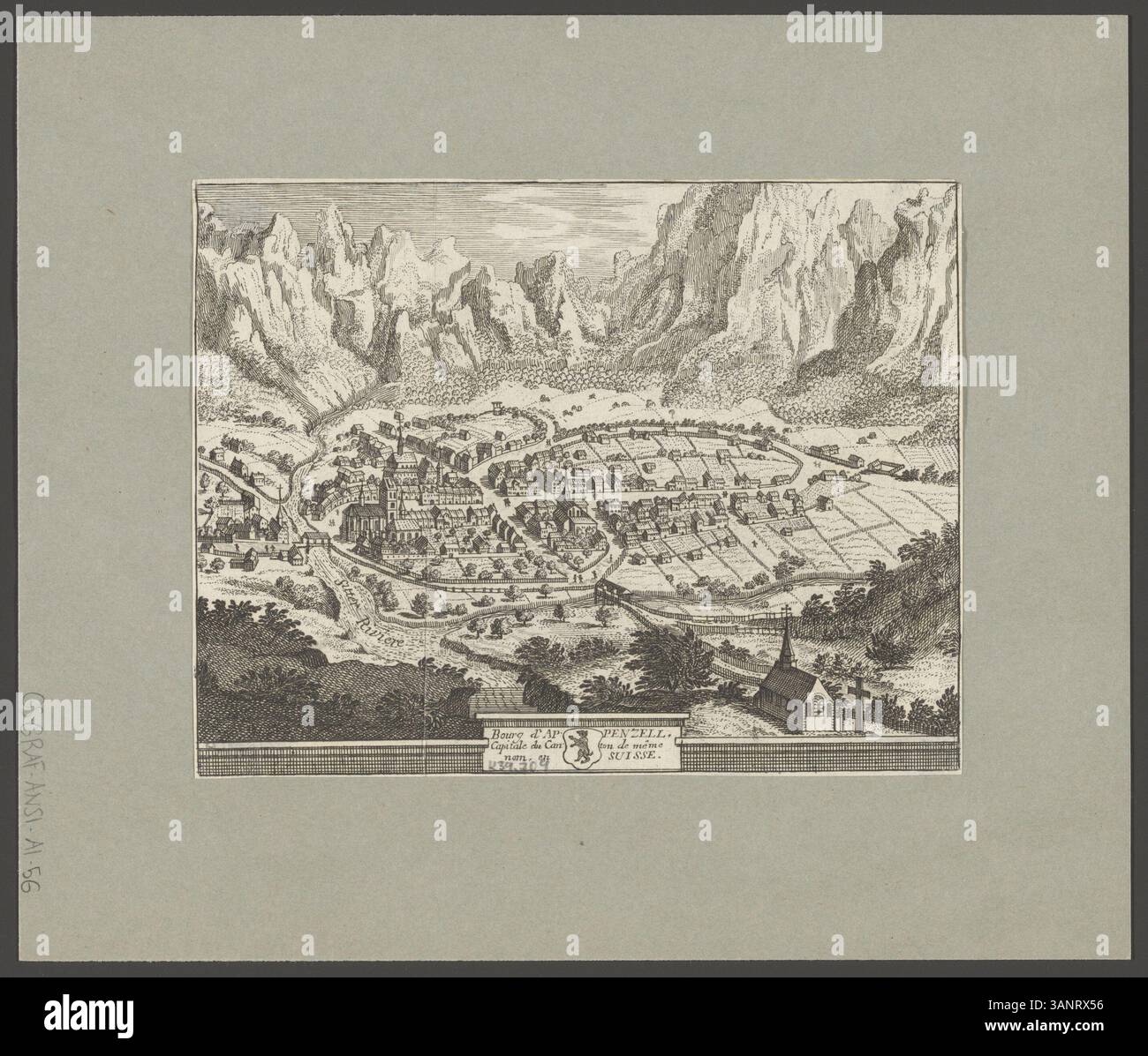 This etching, depicting Bourg d'Appenzell, the capital of the Canton of ...