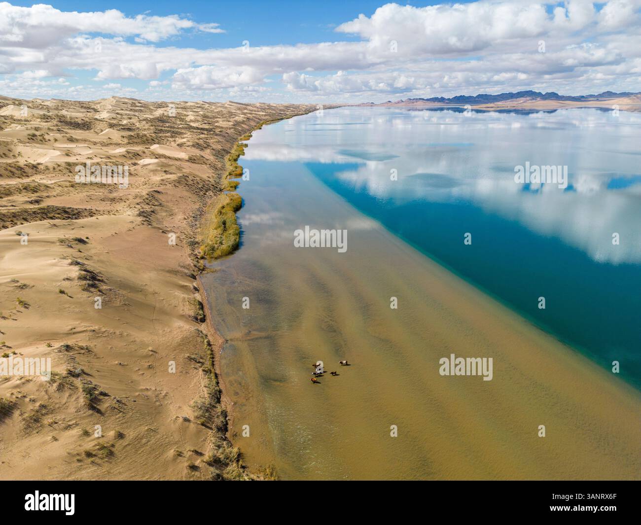 Aerial view of Bayan Lake, Santmargats, Zavkhan, Mongolia Stock Photo ...
