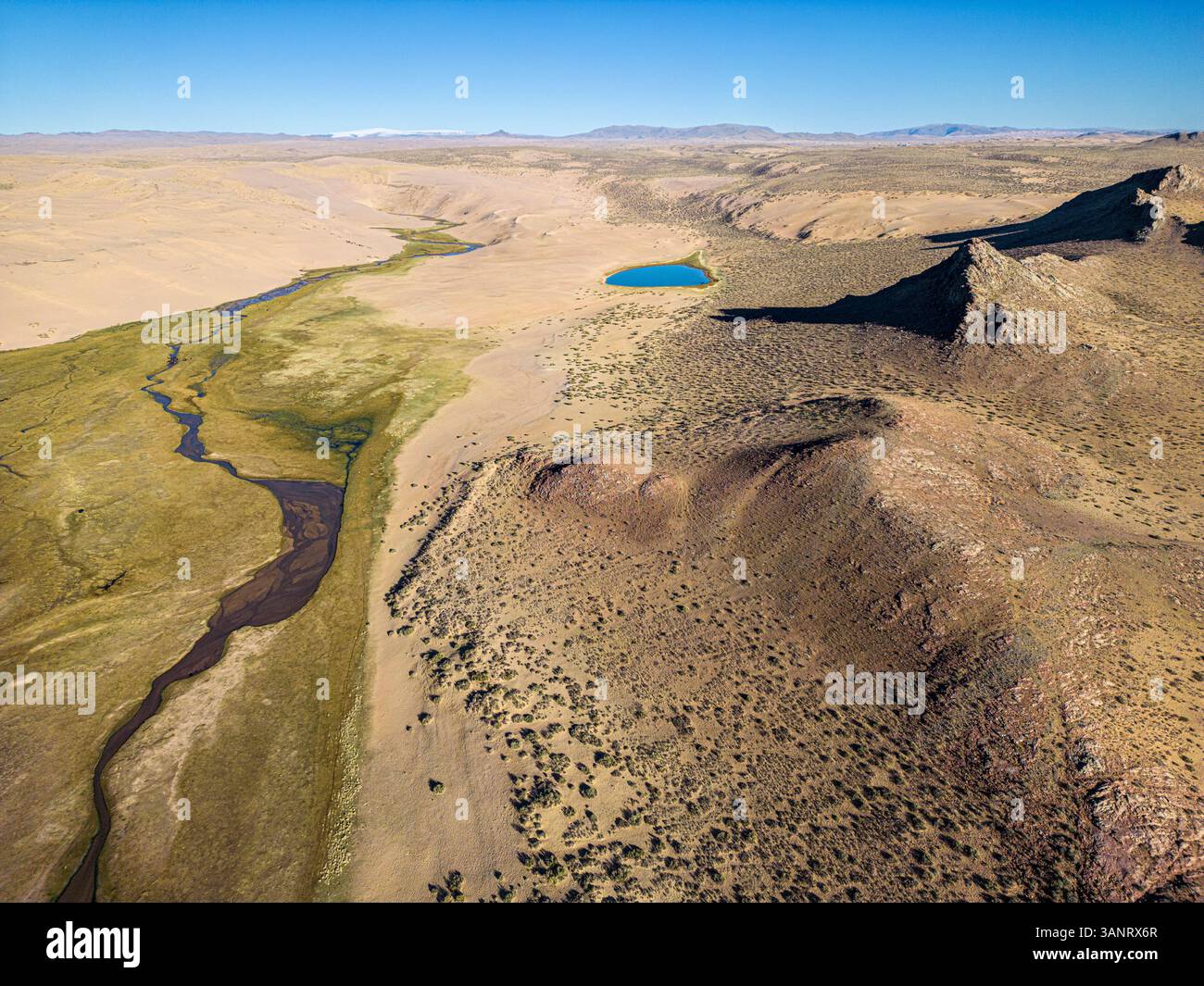 Aerial view of natural forms and shapes in high landscape, Tsetsen-Uul ...