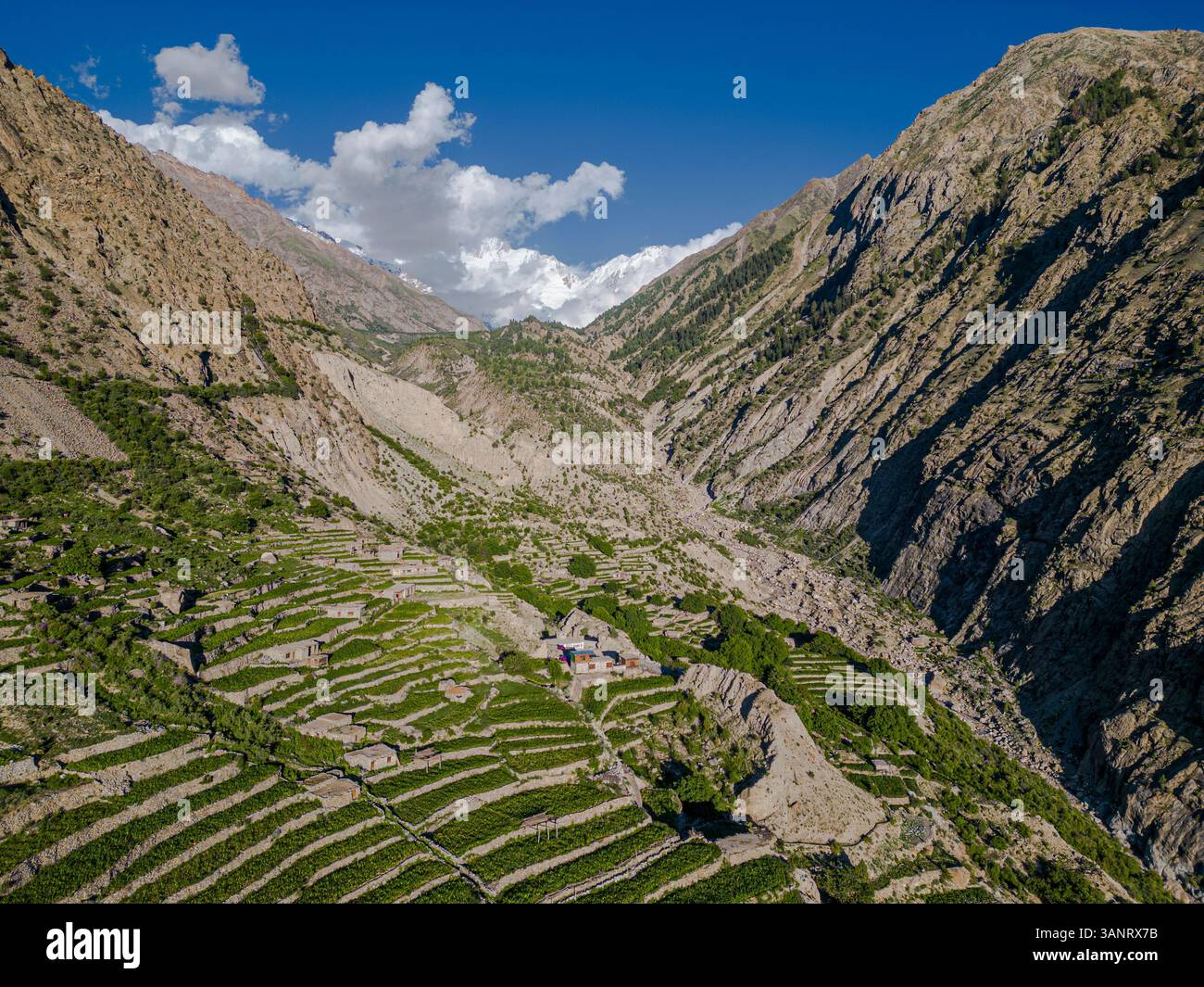Aerial view of Nanga Parbat Diamir face in Diamir valley, Zankot ...