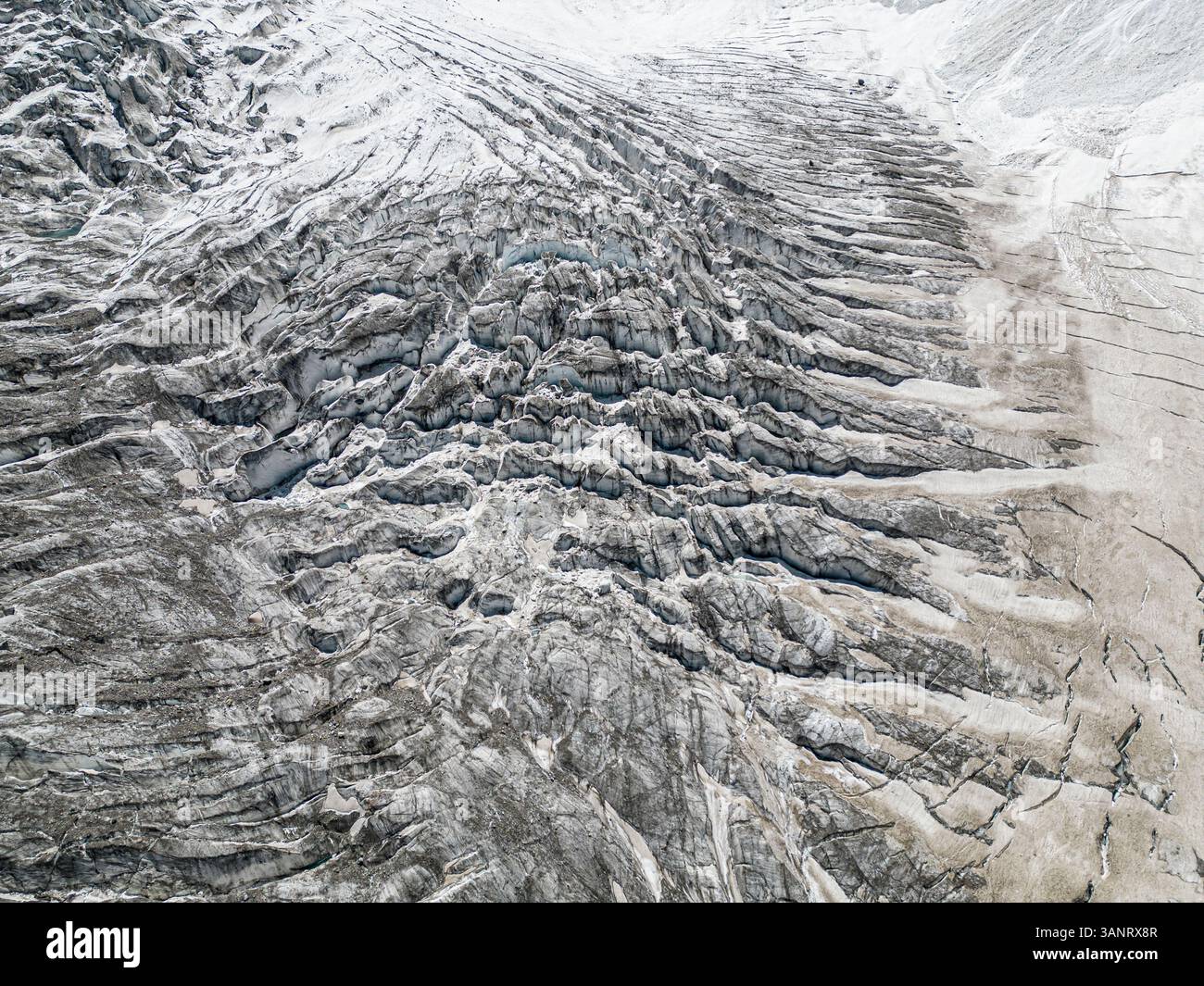 Aerial view of Diamir Glacier with clear river stream, Gilgit-Baltistan ...