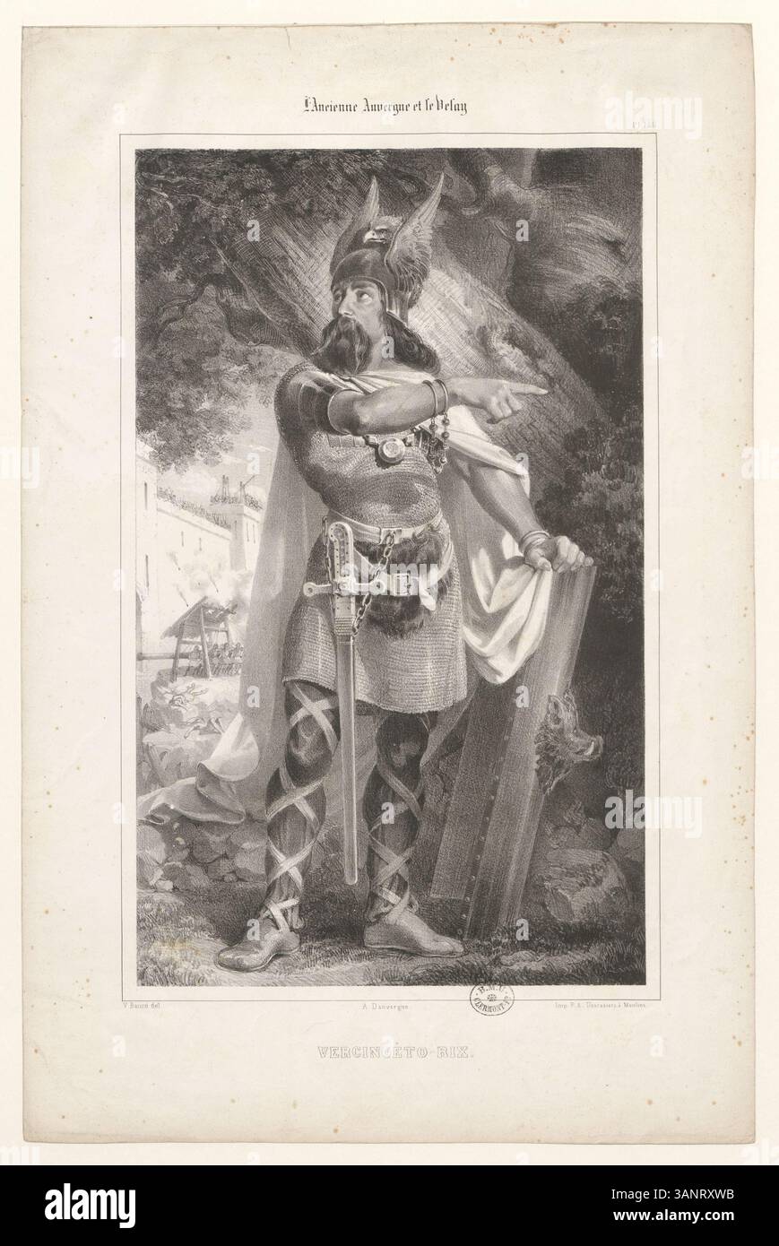 This lithograph by Anatole Dauvergne portrays Vercingétorix, a symbol ...