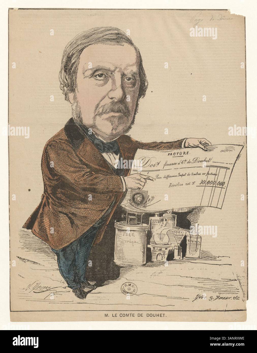 Wood engraving portrait of M. le comte de Douhet, created for the Boyer ...