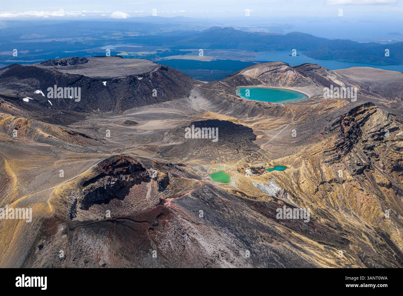 Aerial view of natural forms and shapes over Turangi-Waiouru, Tongariro ...
