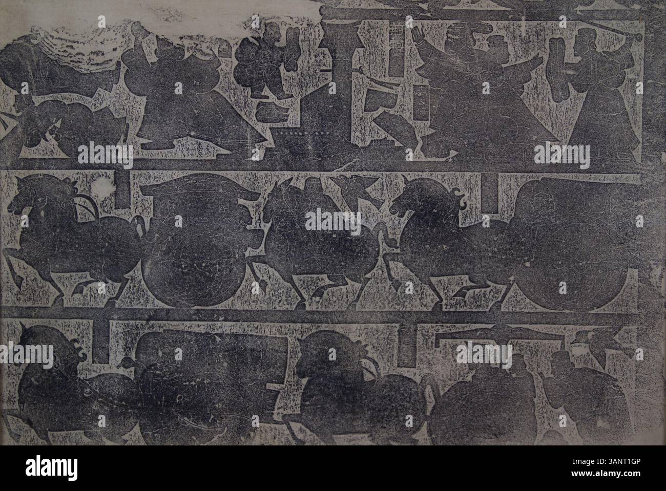 The ink rubbing from the Offering Shrine of Wu Liang (circa 129-149 AD ...