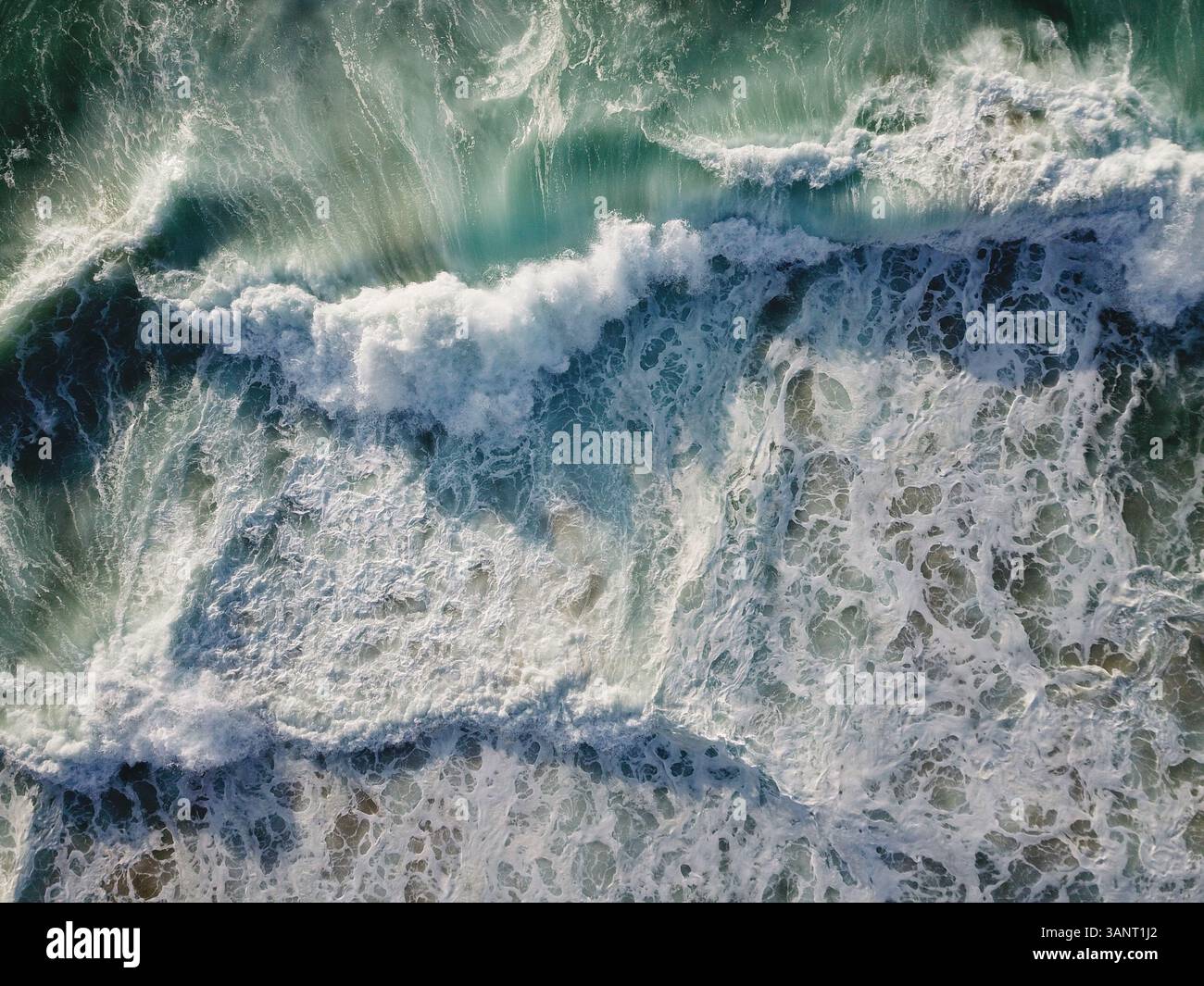 Aerial view of a huge breaking wave in the middle of the Atlantic ocean ...