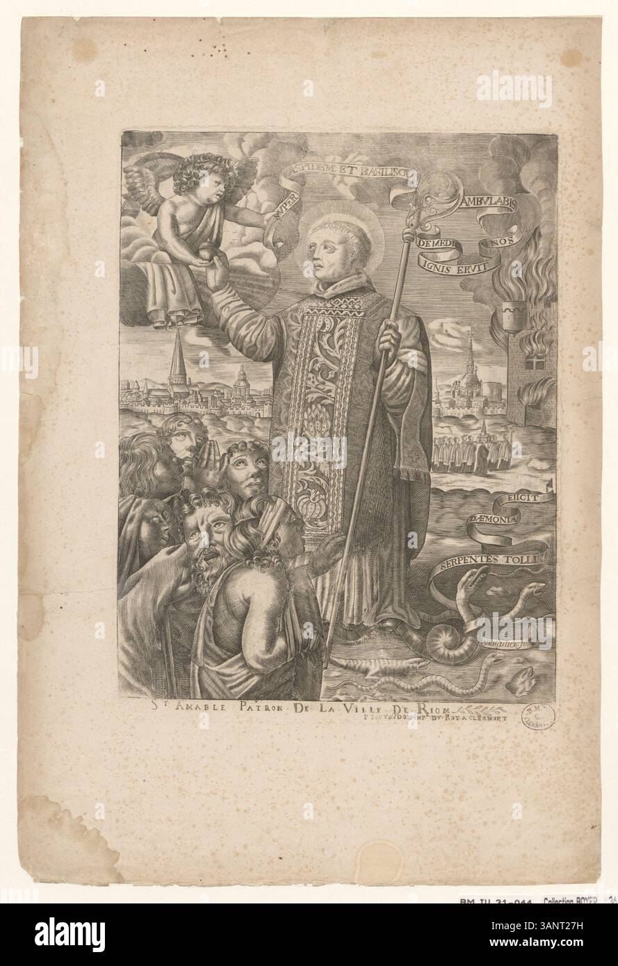 BOYER 37 print by Agénor Altaroche, lithograph depicting Saint Amable ...
