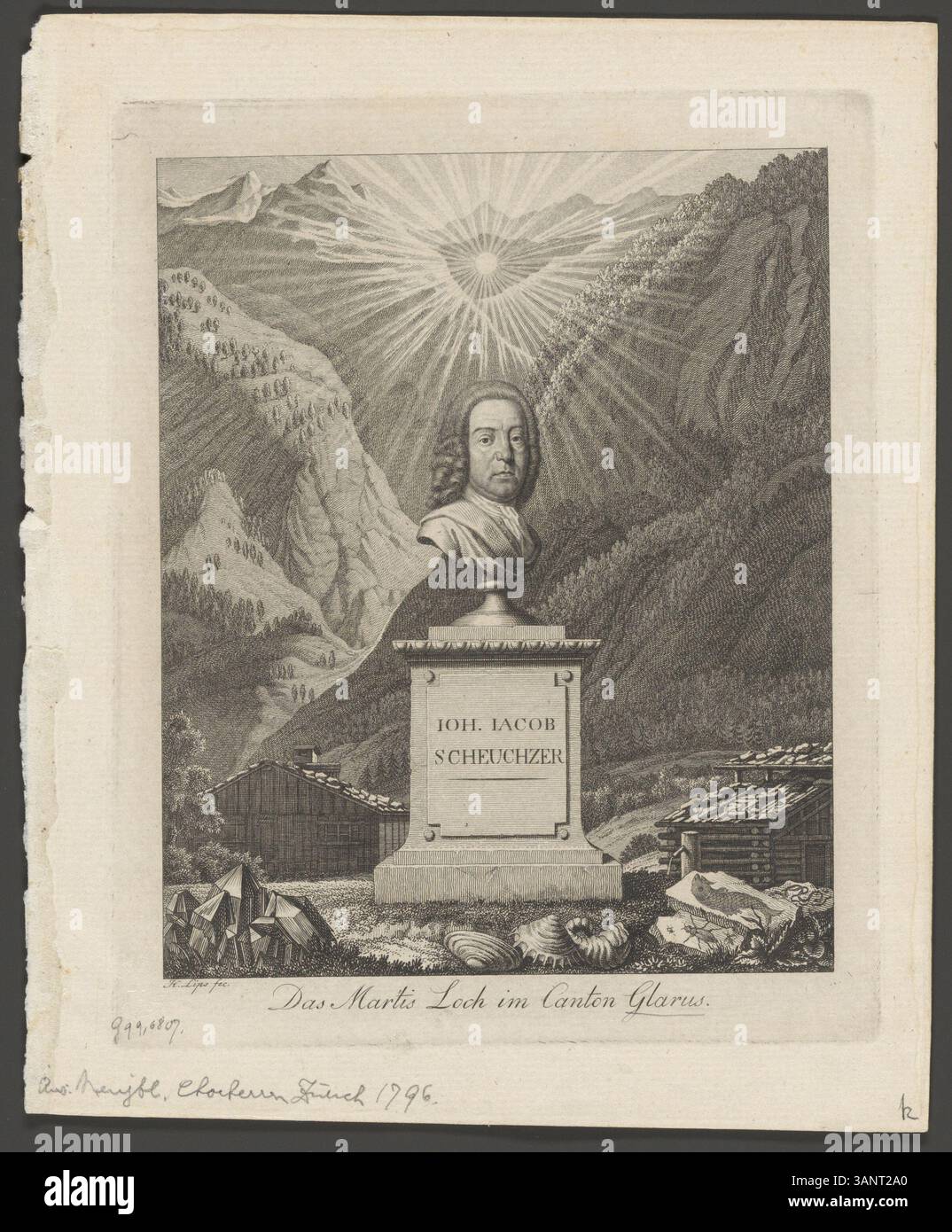 Etching and engraving by Johann Heinrich Lips, titled 'Das Martis Loch ...