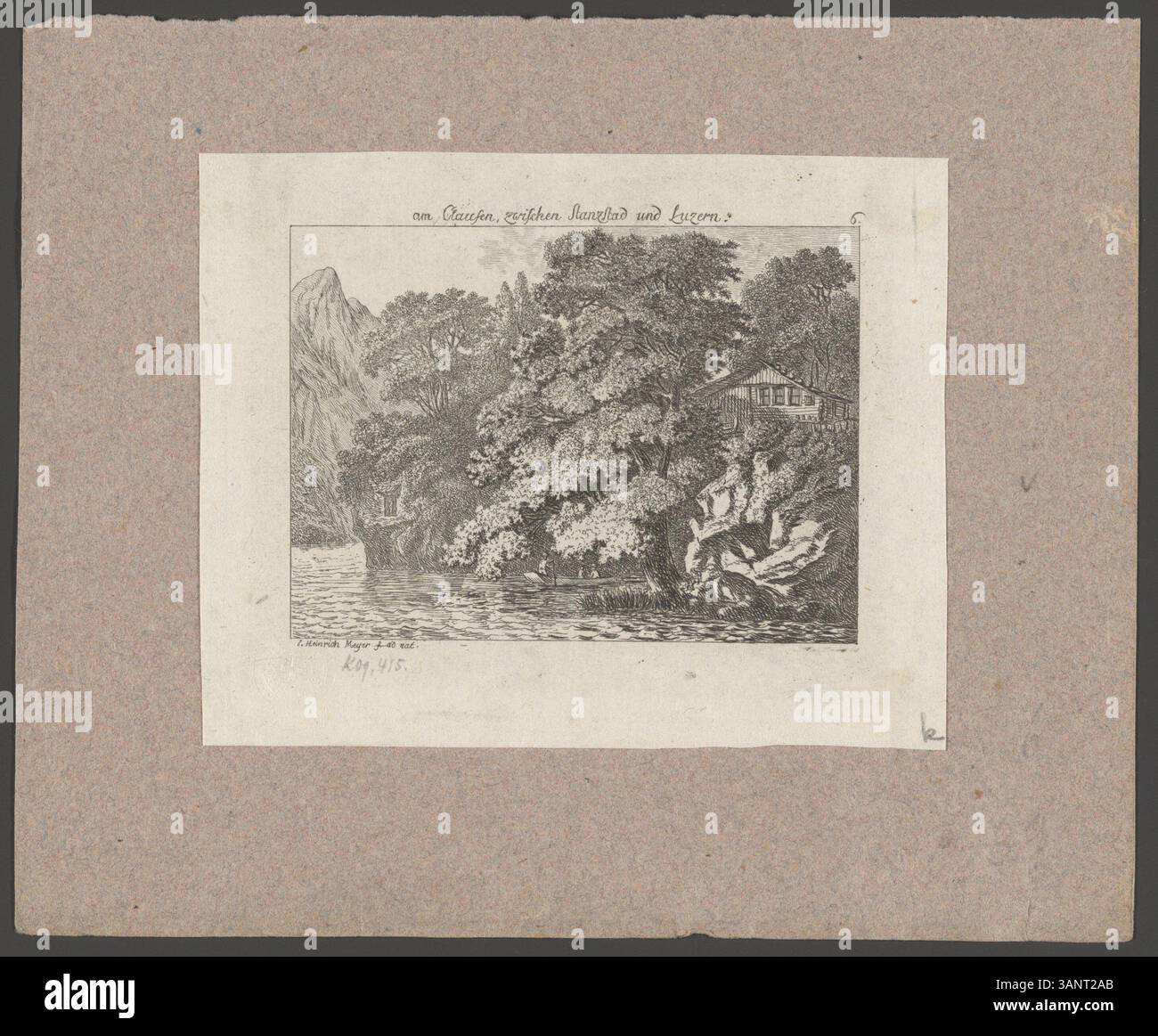 This etching by Johann Heinrich Meyer depicts the area of Clausen, between Stanzstad and Lucerne ...