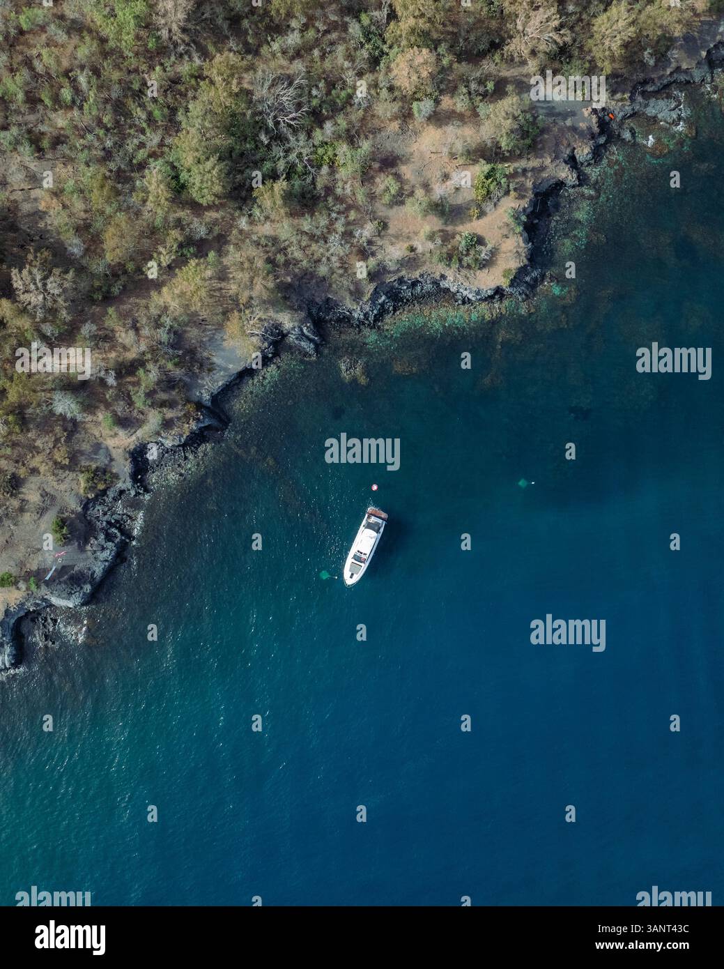 Aerial view of boats along the coastline in Vulcano island, Aeolian ...