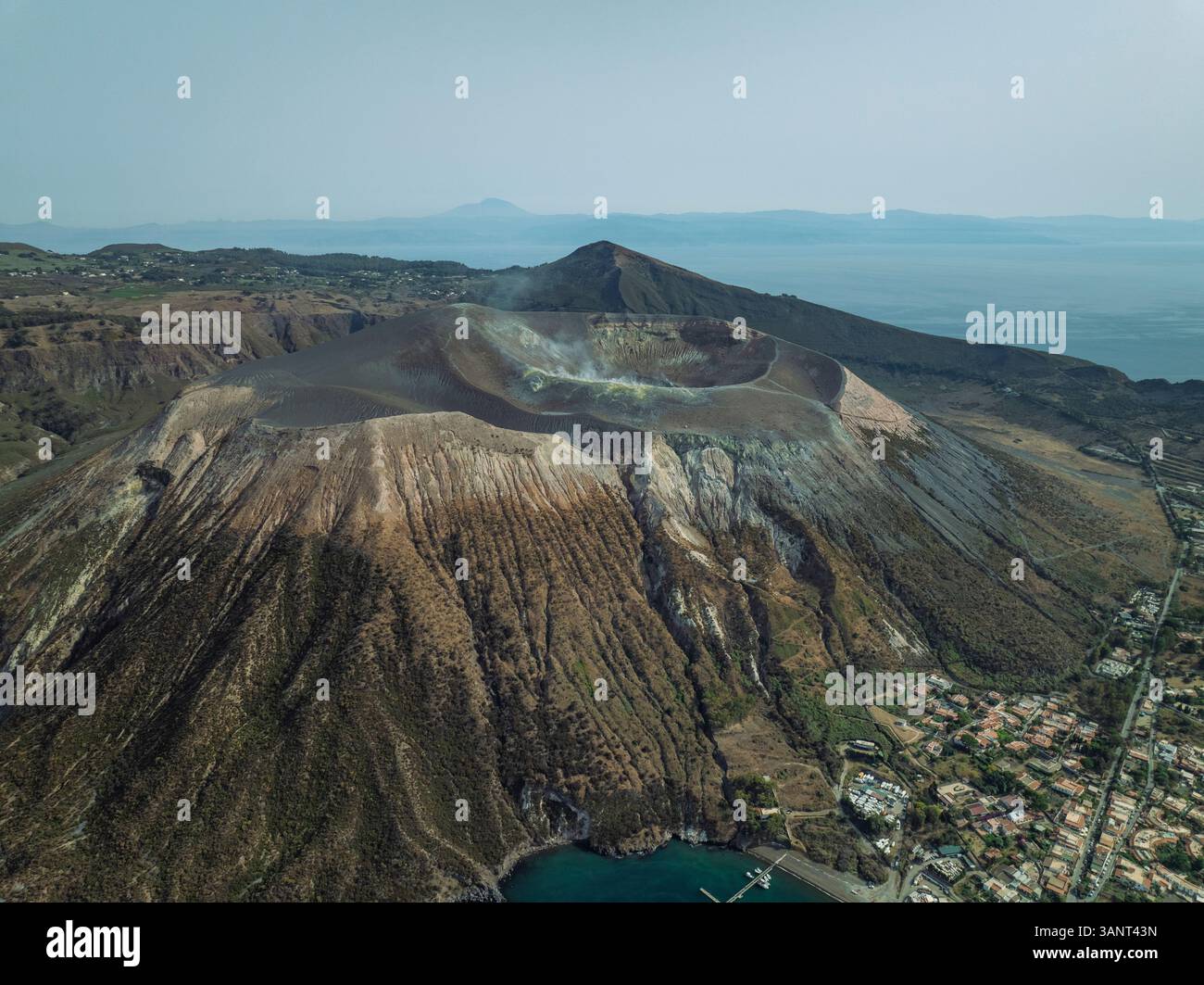Aerial view of Vulcano island, Aeolian Islands archipelagos, Sicily ...