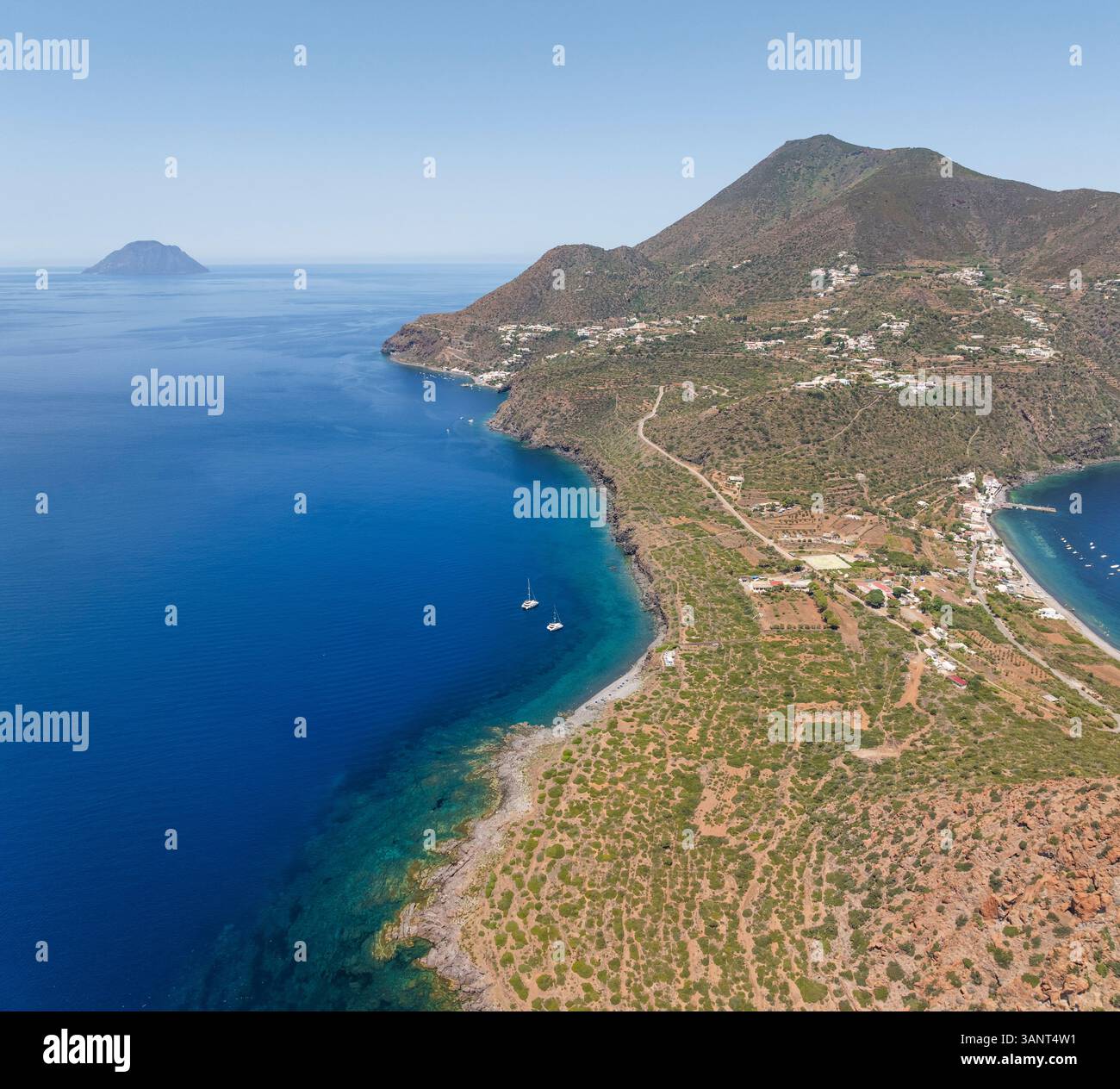 Aerial view of Filicudi Island, Aeolian Islands archipelagos, Sicily ...