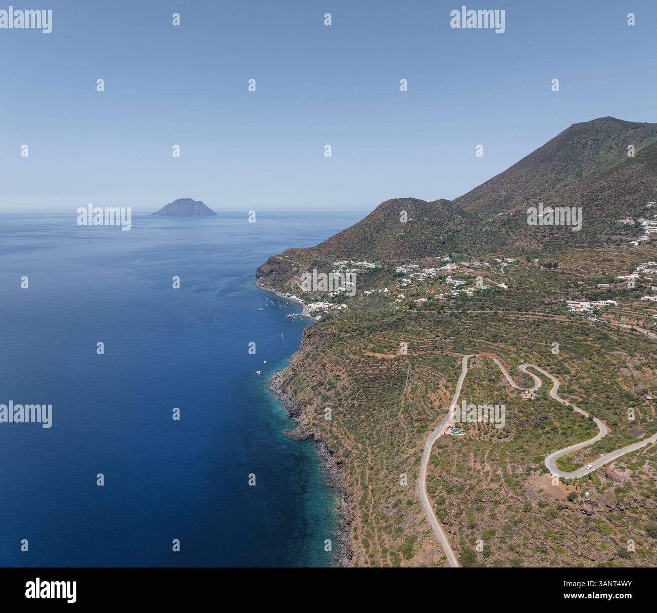 Aerial view of Filicudi Island, Aeolian Islands archipelagos, Sicily ...