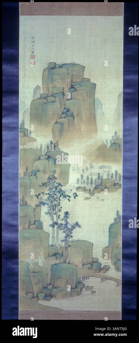 Chinese Landscape, a scroll painting by Nakabayashi Chikudo, created ...