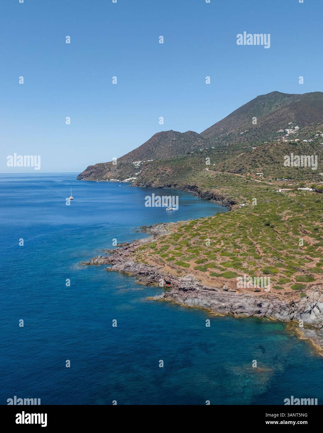 Aerial view of Filicudi Island, Aeolian Islands archipelagos, Sicily ...