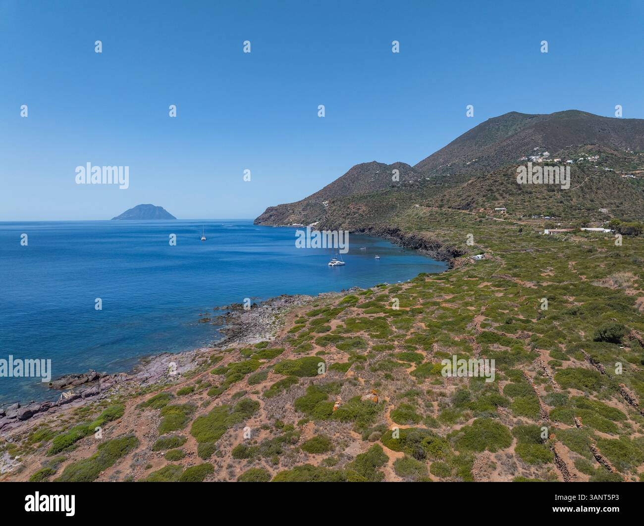 Aerial view of Filicudi Island, Aeolian Islands archipelagos, Sicily ...