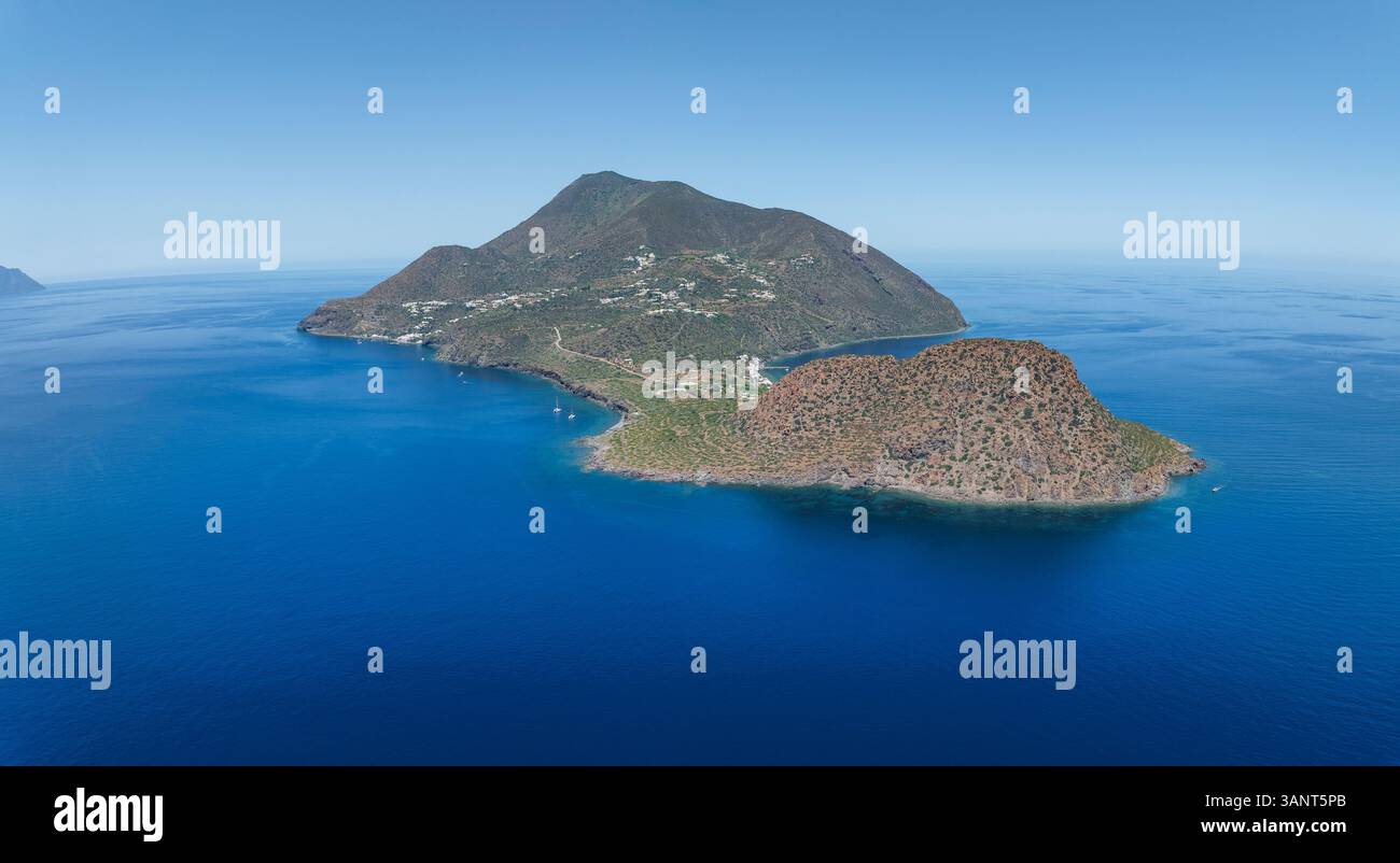 Aerial view of Filicudi Island, Aeolian Islands archipelagos, Sicily ...