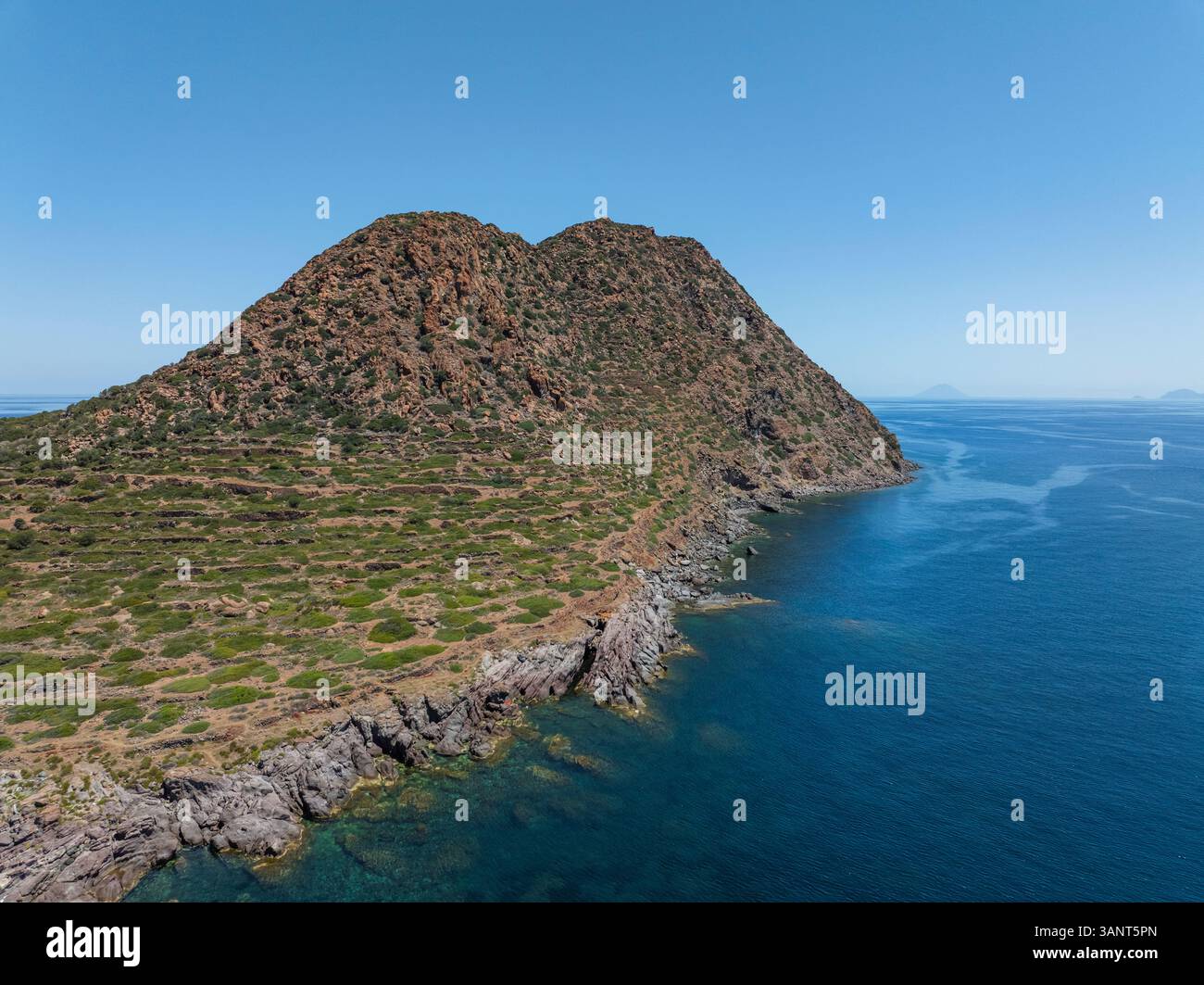 Aerial view of Filicudi Island, Aeolian Islands archipelagos, Sicily ...