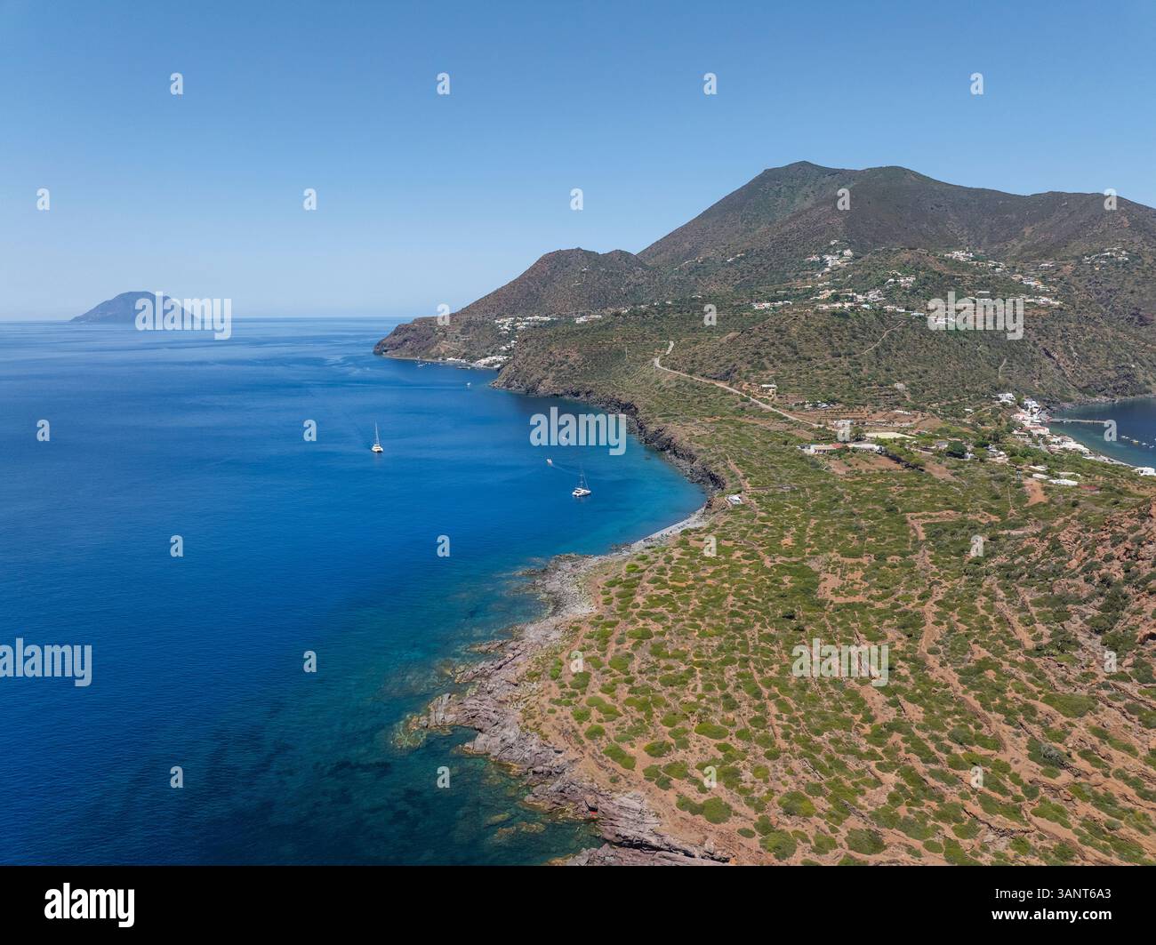Aerial view of Filicudi Island, Aeolian Islands archipelagos, Sicily ...