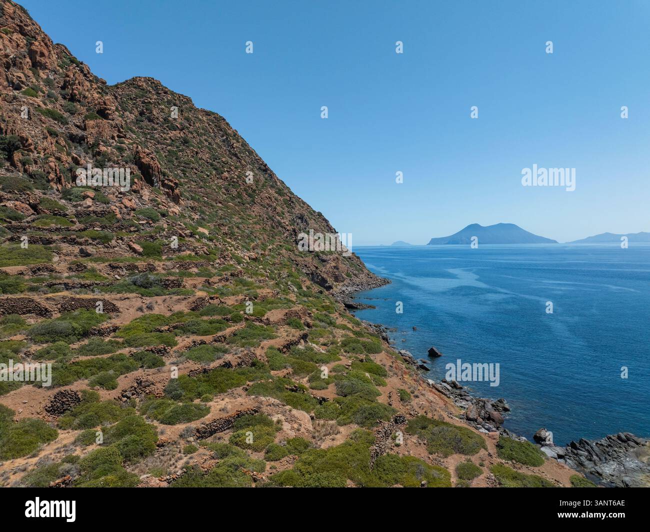 Aerial view of Filicudi Island, Aeolian Islands archipelagos, Sicily ...