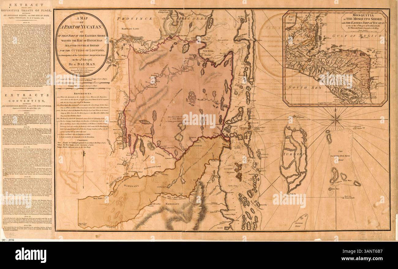 This map, created by William Faden in 1787, depicts part of Yucatan and ...