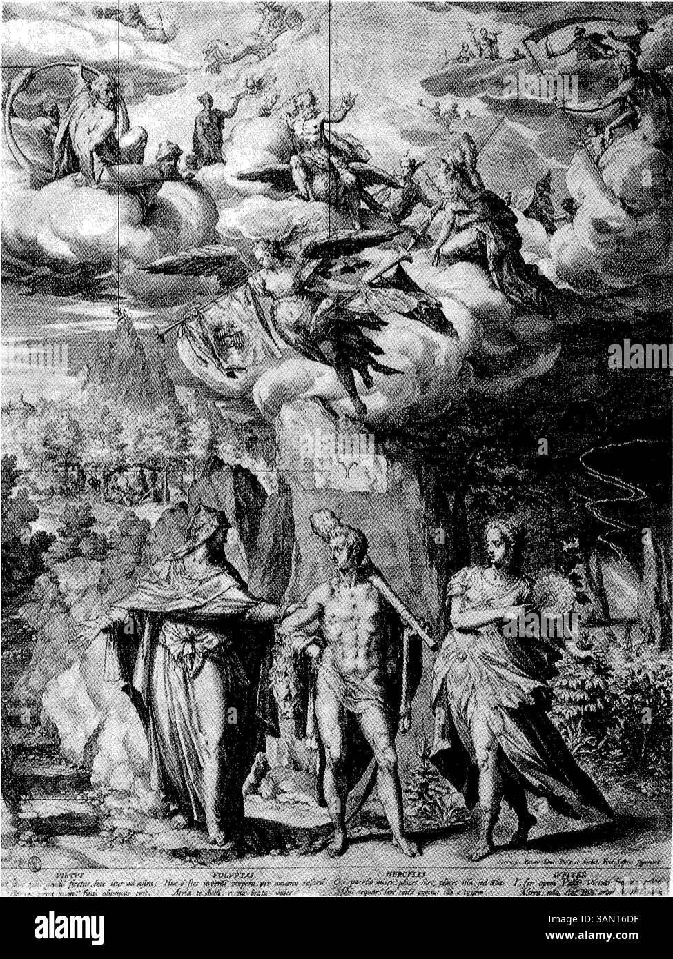 Copper engraving of Prince Maximilian of Bavaria depicted as Hercules ...