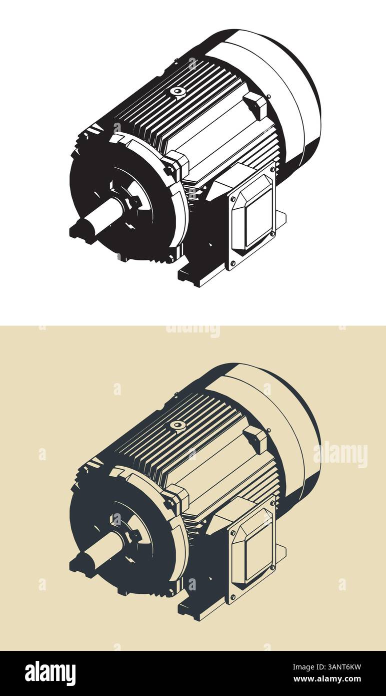 Electric motor stylized isometric vector illustrations Stock Vector ...